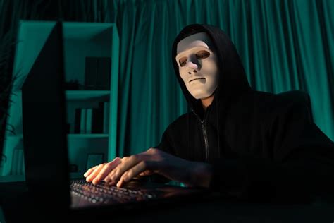 Premium Photo White Criminal Anonymous Mask Installing Coding Premium Photo White Criminal Anonymous Mask Installing Coding