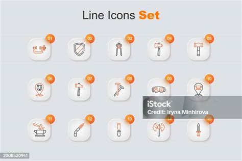 중세 검 장대 도끼 Rasp 금속 파일 용접 토치 모루와 망치 대장장이 모루 도구 안경 및 금속 손톱 아이콘을 설정합니다 벡터 강철에 대한 스톡 벡터 아트 및 기타 이미지