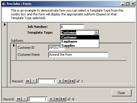 Ms Access Display A Particular Subform Based On A Combo Box Selection