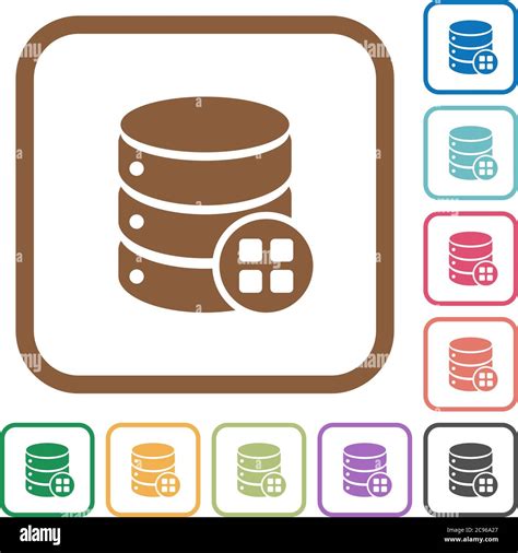 Database Modules Simple Icons In Color Rounded Square Frames On White