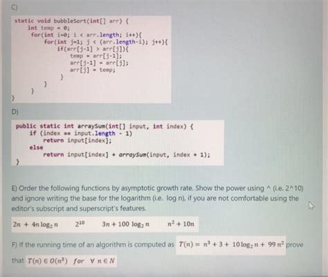 Solved For The Given Algorithms Specify What Is The Time