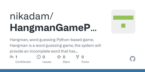 Github Nikadam Hangmangamepython Hangman Word Guessing Python Based