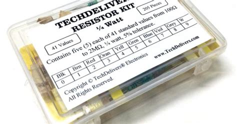 Resistor Assorted Kit Box 41 Values 205 Pieces 5 0 25w Resistor Kit