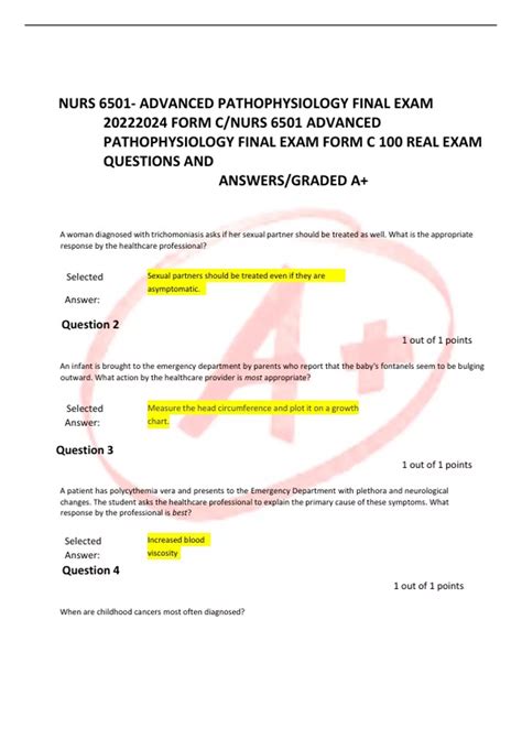 Nurs 6501 Advanced Pathophysiology Final Exam Form Cnurs 6501