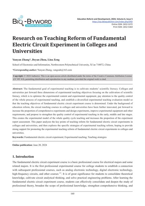 Pdf Research On Teaching Reform Of Fundamental Electric Circuit Experiment In Colleges And