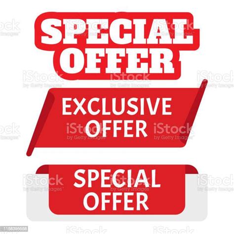 빨간색 배너입니다 독점 제공 스티커 또는 할인 라벨 프로모션 포스터 개성 개념에 대한 스톡 벡터 아트 및 기타 이미지 개성