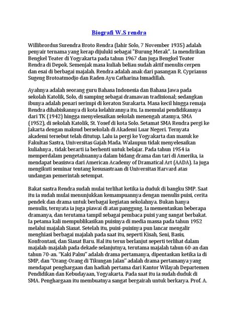 Biografi W S Rendra Pdf