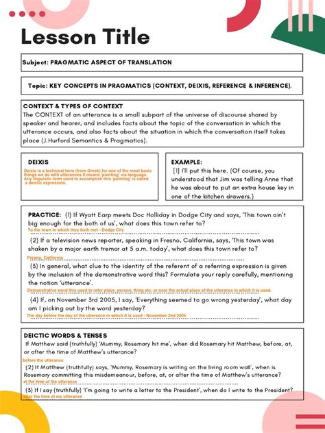 Key Concepts In Pragmatics Worksheet Pdf Semiotics Interpretation