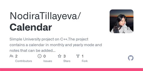 Github Nodiratillayeva Calendar Simple University Project On C The Project Contains A