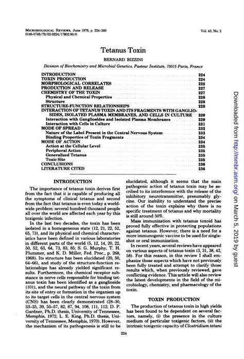 Pdf Tetanus Toxin · The Symptoms Of Clinical Tetanus And Second