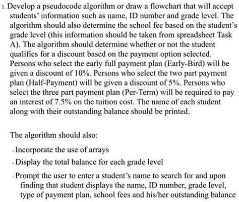 Solved Develop A Pseudocode Algorithm Or Draw A Flowchart That Will