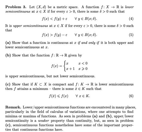 Solved Problem 3 Let X D Be A Metric Space A Function F