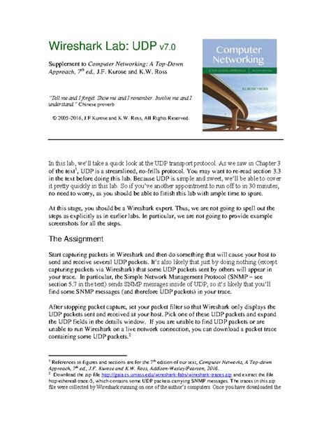 Week 6 Lab Activity Part B Wireshark Udp Wireshark Lab Udp V7