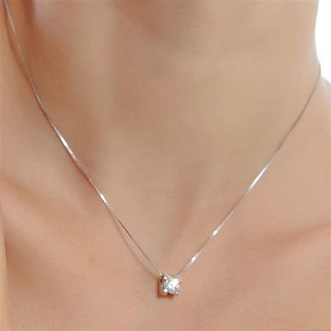 Womens Crystal Silver Pendant Necklace Awessories