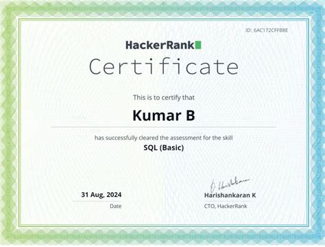 Kumar B On Linkedin Sql Dataanalysis Learning Hackerrank Datascience Techskills