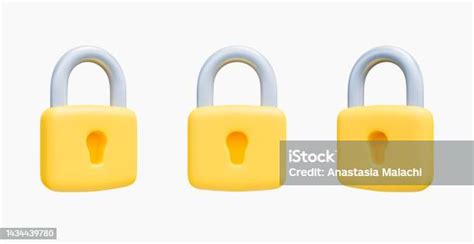 3d 렌더링 황금 노란색 닫힌 자물쇠 최소 스타일 아이콘 세트 안전 보안 및 보호 개념 0명에 대한 스톡 사진 및 기타 이미지 Istock