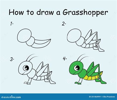 Step By Step To Draw A Grasshopper Drawing Tutorial A Grasshopper