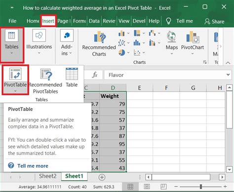 How To Calculate Weighted Average In An Excel Pivot Table
