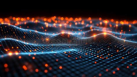 Abstract Digital Waveform Glowing Network Data Stock Illustration Illustration Of Illuminated