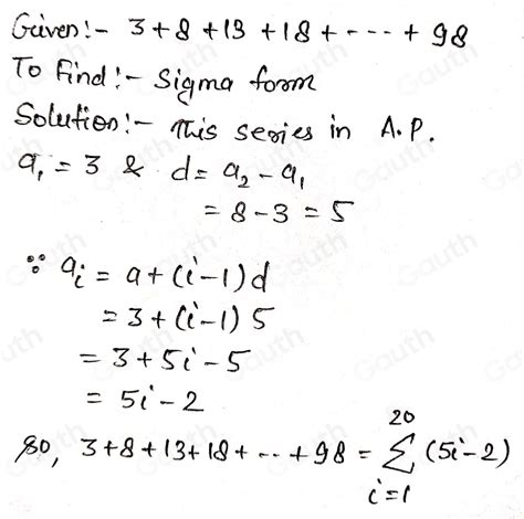 Solved Write The Series In Sigma Form Using I1 As The Lower Value Of