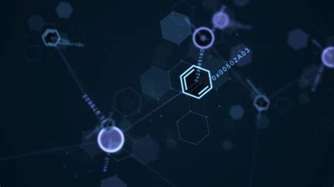 추상 미래 육각형 임의의 숫자 파란색 검은 배경 가진 점 원과 선 네트워크 구조 컴퓨터 네트워크 연결 디지털 기술 일러스트 레이 션 개념입니다 과학에 대한 스톡 벡터 아트