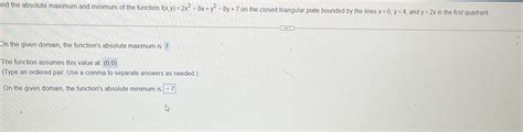 solved ind the absolute maximum and minimum of the function