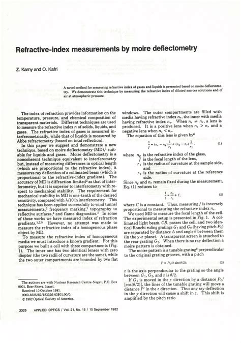 Pdf Refractive Index Measurements By Moire Deflectometry