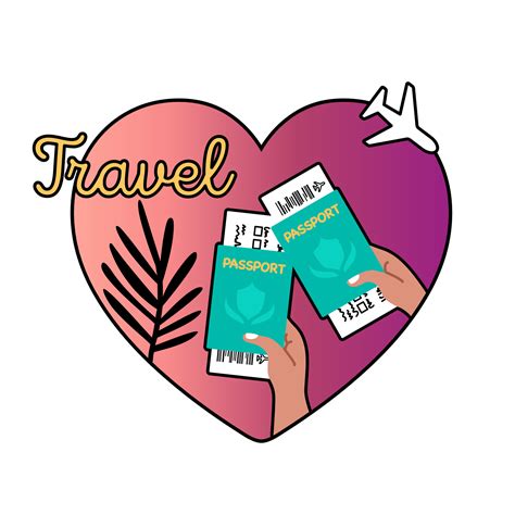 Icon Label Heart Shape To The Love Of Travel Illustration Of Hands