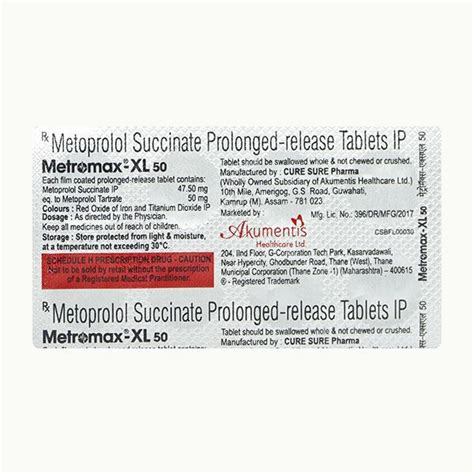 Metromax Xl 50mg Tablet 10s Price Uses Side Effects Substitutes