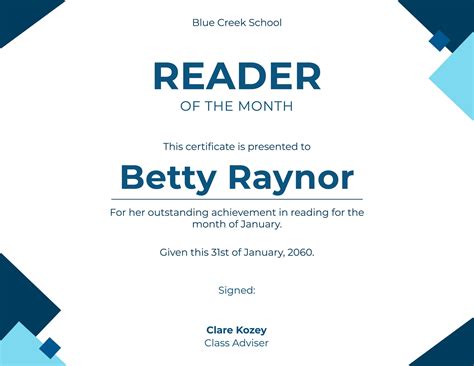 Free Reading Certificate Template Free Printable