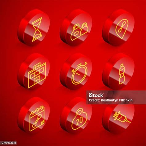 세트 라인 오래 된 모래 시계 케틀벨 위치 체육관 체육관 건물 스톱워치 생수 캘린더 피트니스 및 아이콘 벡터 3차원 형태에 대한 스톡 벡터 아트 및 기타 이미지 Istock