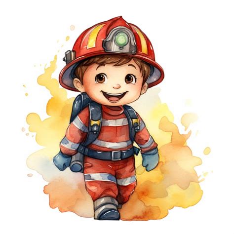 Watercolor Firefighter Clipart Cute Graphics Nursery Clipart Etsy