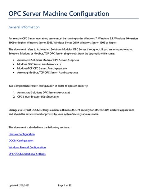 Opc Server Machine Configuration General Information Download Free Pdf Microsoft Windows