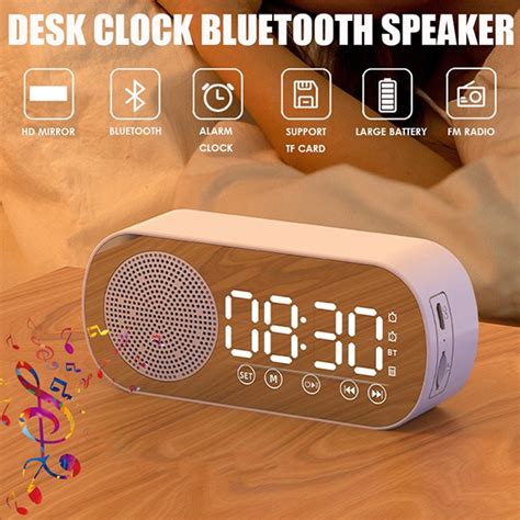 New Desk Speaker Clock Bluetooth Speaker Fm Radio Alarm Clock Hifi