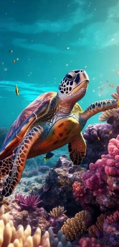 Sea Turtle Coral Reef Wallpaper Free Download