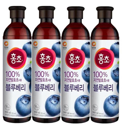 대상 청정원 홍초 블루베리 900ml X 4개 홍초 블루베리 복분자 석류 티몬