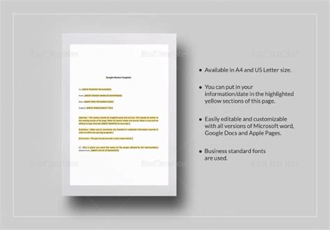 Memo Templates Google Docs MS Word Pages Sample Example Format