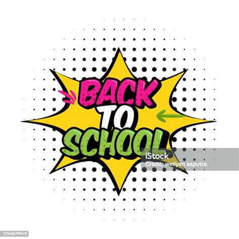 벡터 그림입니다 학교로 다시 텍스트 만화 스피치 버블의 스타일 전단지 카드 봉투 커버 전단지 판매 의 디자인을위한 디자인 요소 3차원 형태에 대한 스톡 벡터 아트 및 기타