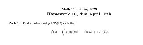 Math 110 Spring 2023 Homework 10 Due April 15th