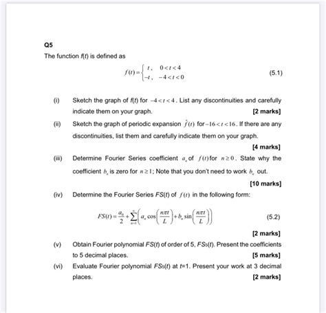Solved Q5 The Function F T Is Defined As 0 Chegg Com