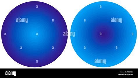 Set Of 2 Bright Abstract Blue Radial Gradient Circles Isolated On White Background Texture With