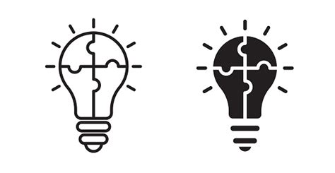 전구 퍼즐 아이콘은 라이너와 솔리드 스타일로 설정되어 있습니다 0명에 대한 스톡 벡터 아트 및 기타 이미지 0명 개체 그룹 검은색 Istock