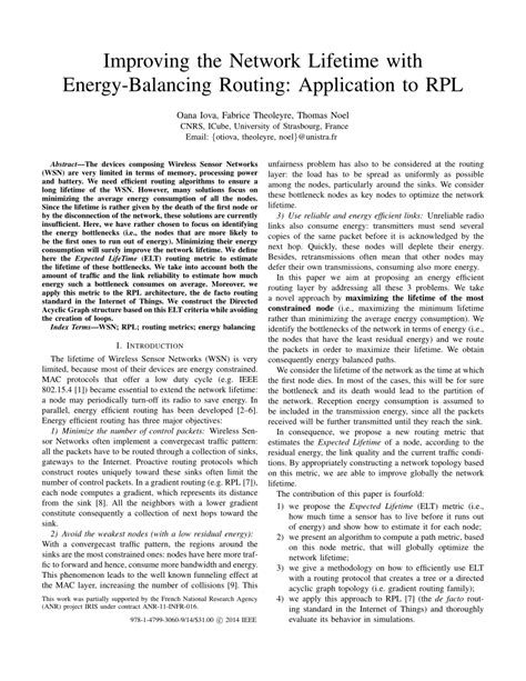 Pdf Improving The Network Lifetime With Energy Balancing Routing