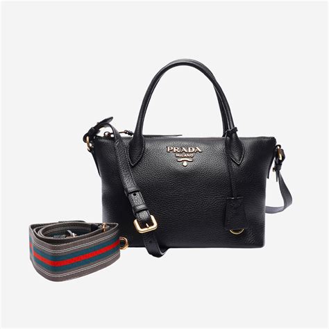 프라다 다이노 레더 토트백 블랙 Prada Kream