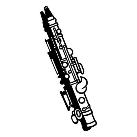 A Simple Yet Striking Black And White Illustration Of An Oboe Premium