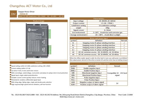 China Dm556 Io Stepper Motor Driver Io And Pulse Control Manufacturer And Supplier Act