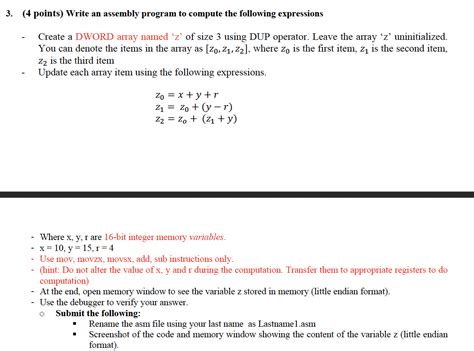 Solved 4 Points Write An Assembly Program To Compute The