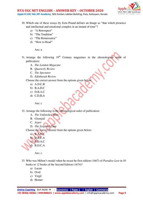 NTA UGC NET SEPTEMBER 2020 ENGLISH QUESTION PAPER ANSWER KEY