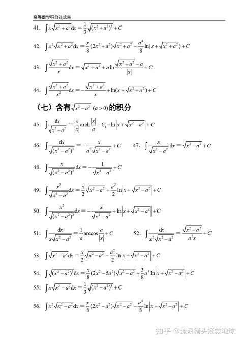 微积分常用积分公式 知乎