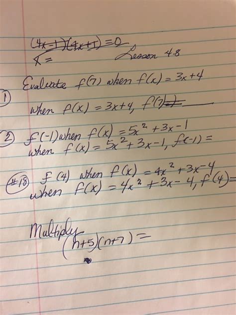 solved evaluate f 7 when f x 3x 4 when f x 3x 4